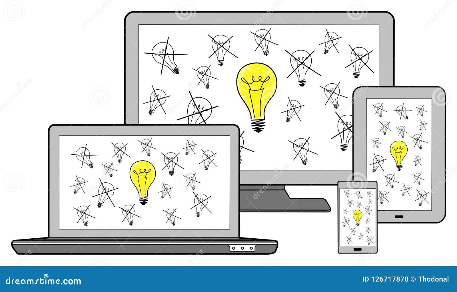 Best Idea Concept on Different Devices Stock Illustration ...