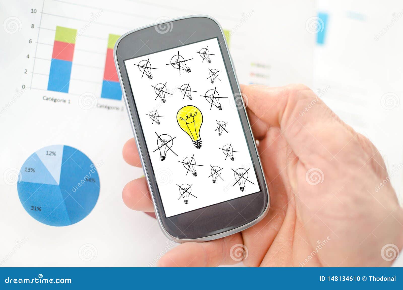 Best Idea Concept on a Smartphone Stock Illustration - Illustration of ...