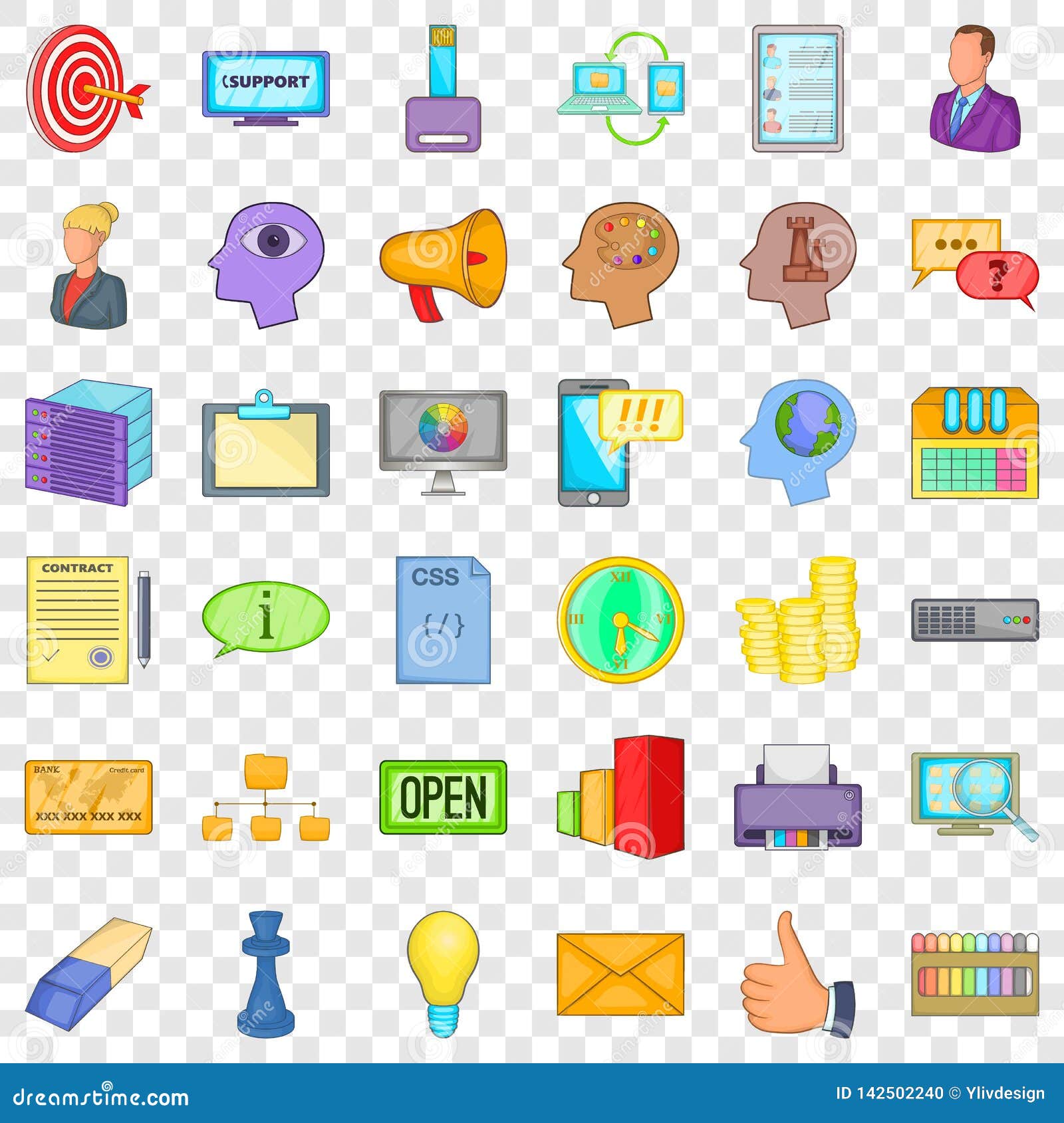 Best Idea Icons Set, Cartoon Style Stock Vector - Illustration of ...
