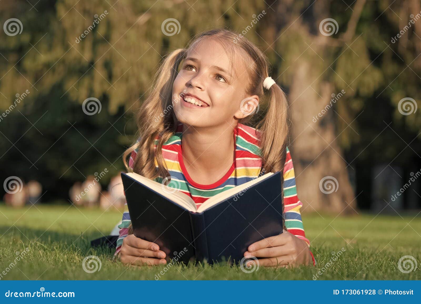 Only the Best Knowledge. Adorable Small Child Gain Read Book for ...