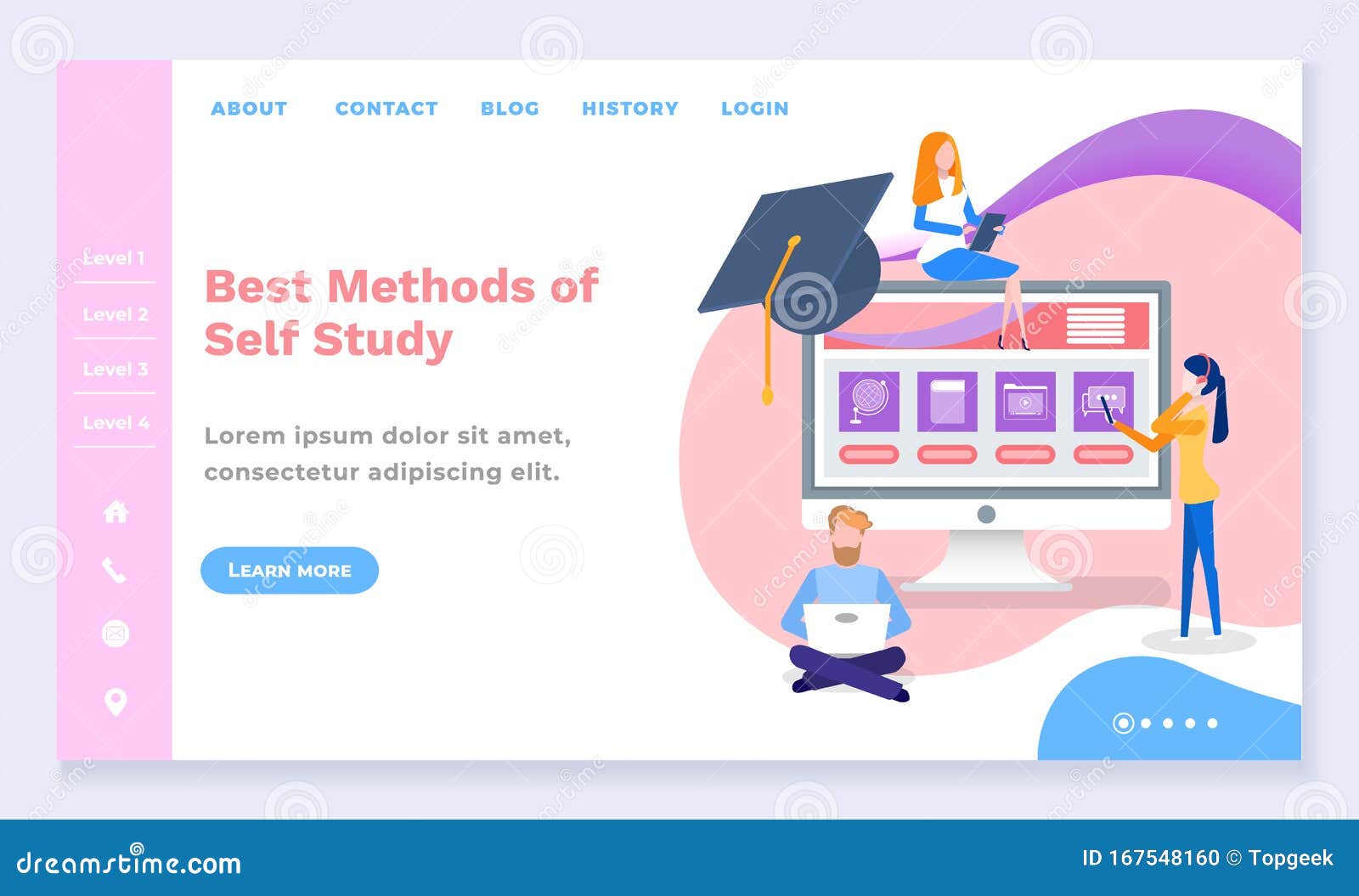 Best Methods Of Self Study Landing Page Template. Online Lecturing. E ...