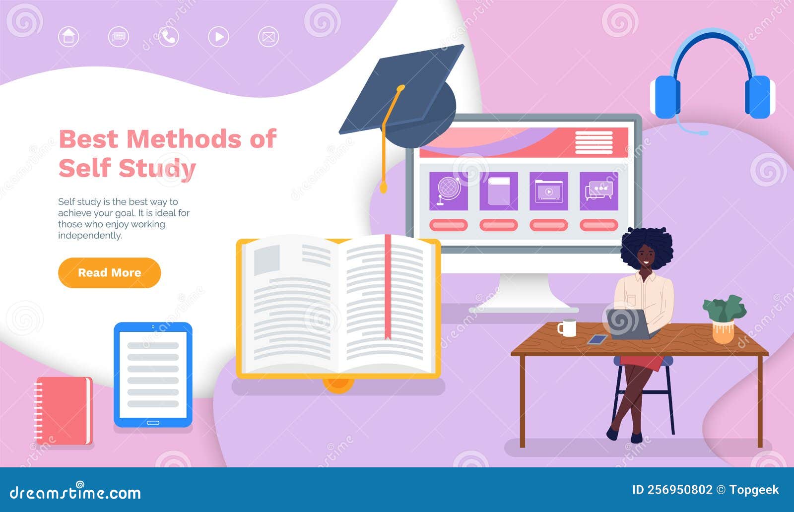 Best Methods of Self Study, Online Education Website. African Woman ...