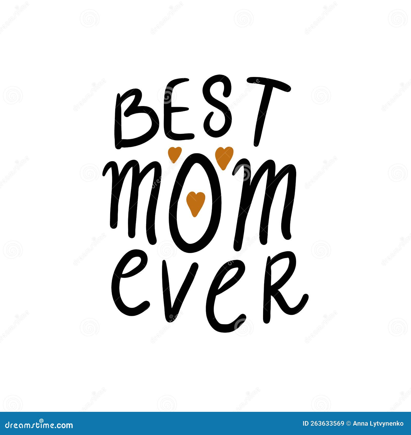 Best Mom Ever Doodle Lettering Card Banner Stock Vector - Illustration ...