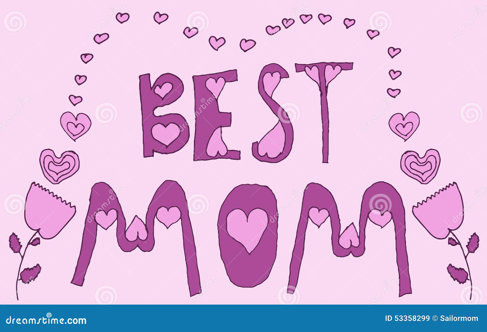 Best Mom Pink Floral Greeting Stock Vector - Illustration of poster ...
