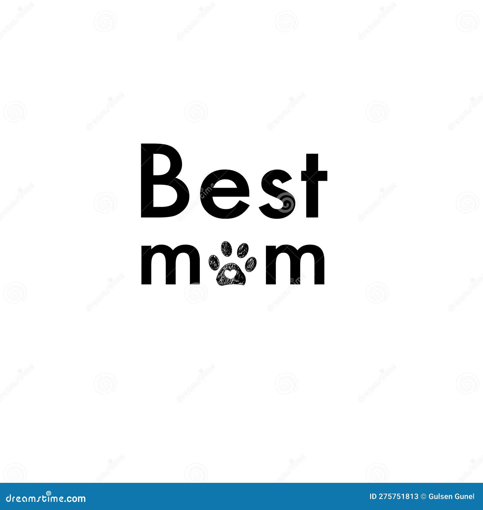 Best Mom Text with Doodle Paw Prints Stock Vector - Illustration of ...