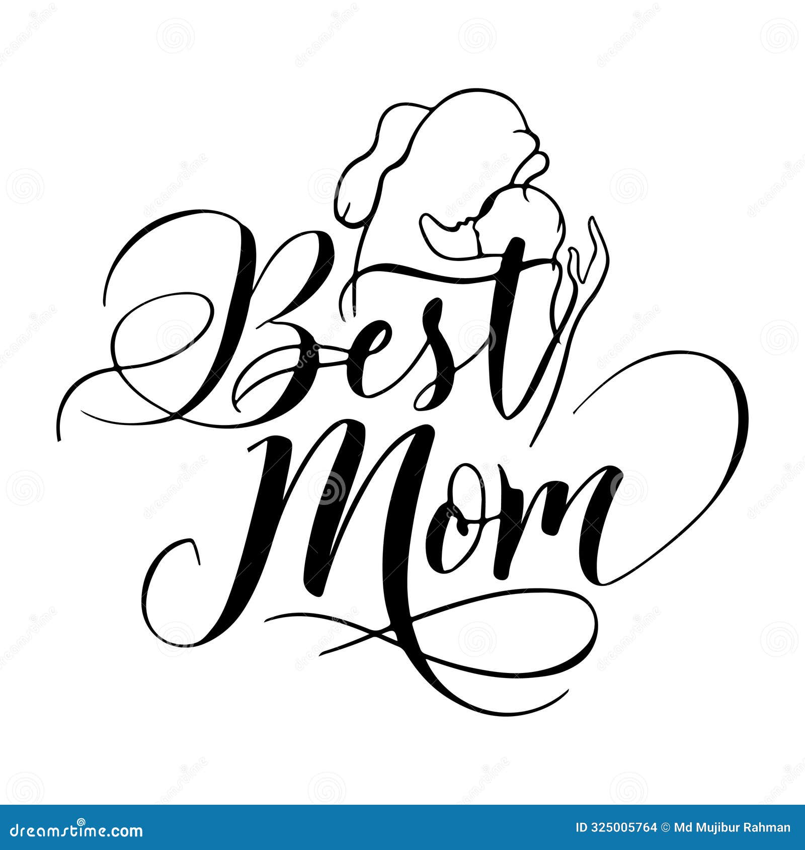 Best Mom Vector Silhouette Style Stock Illustration - Illustration of ...