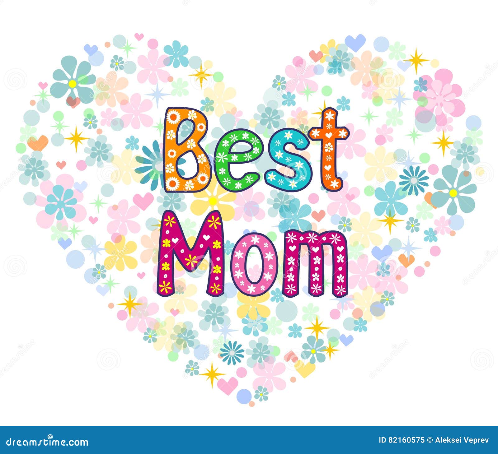 Best Mom- Words in Floral Frame Stock Vector - Illustration of happy ...