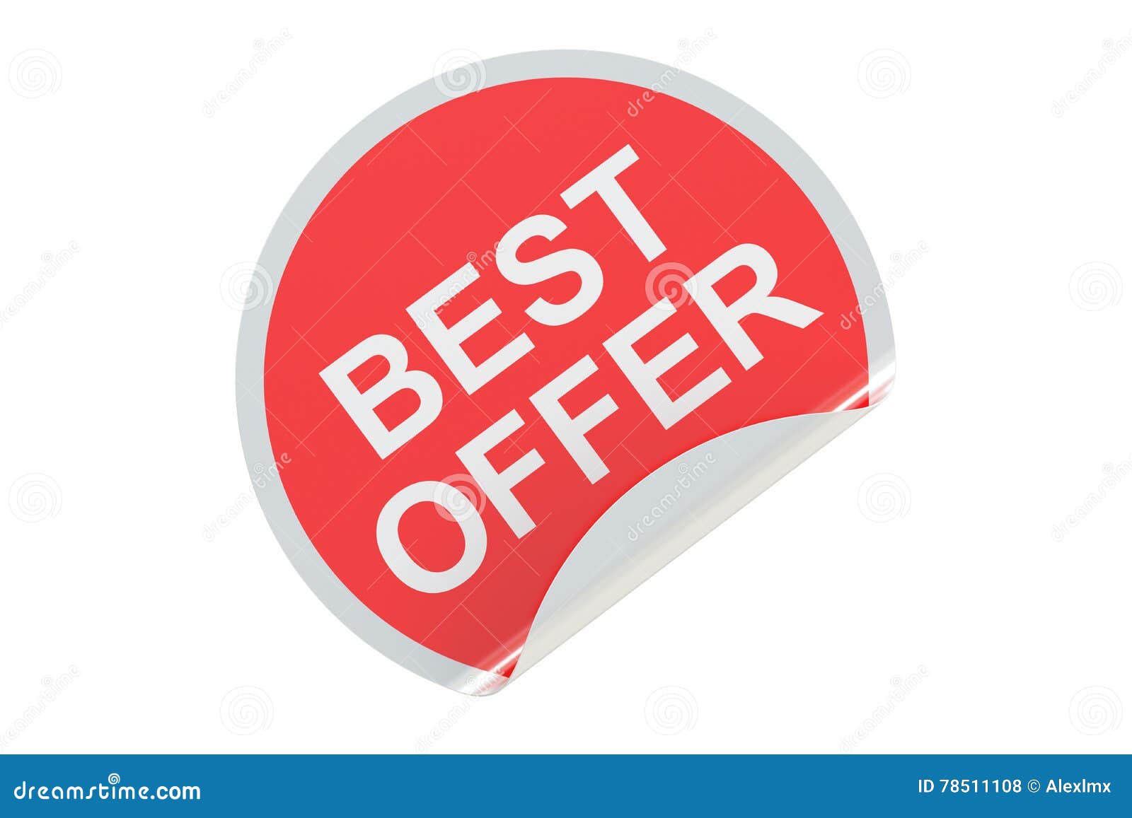 Best Offer Concept, Red Circle Sticker. 3D Rendering Stock Illustration ...