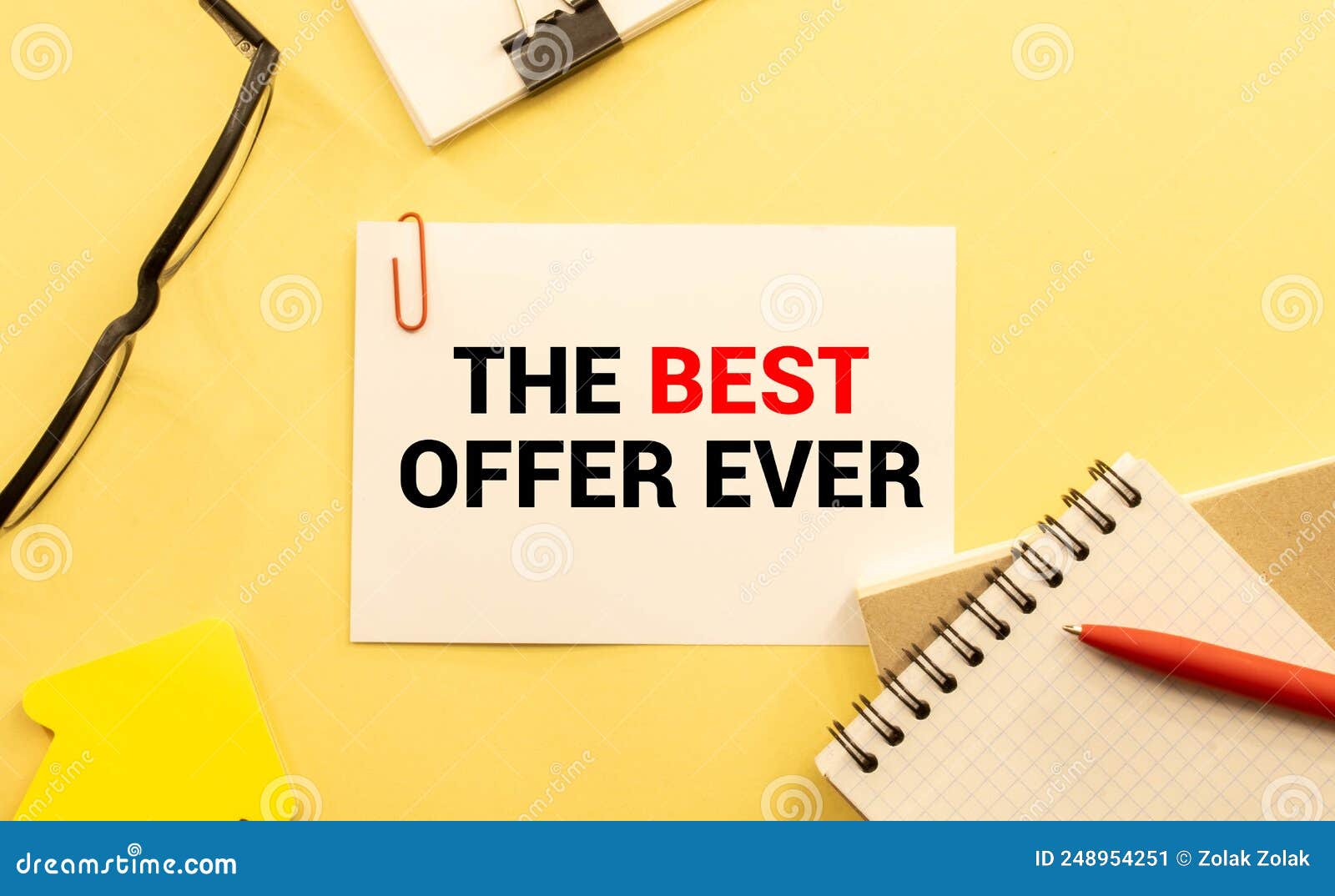 The Best Offer Ever Text on Top View Office Desk Table of Business ...