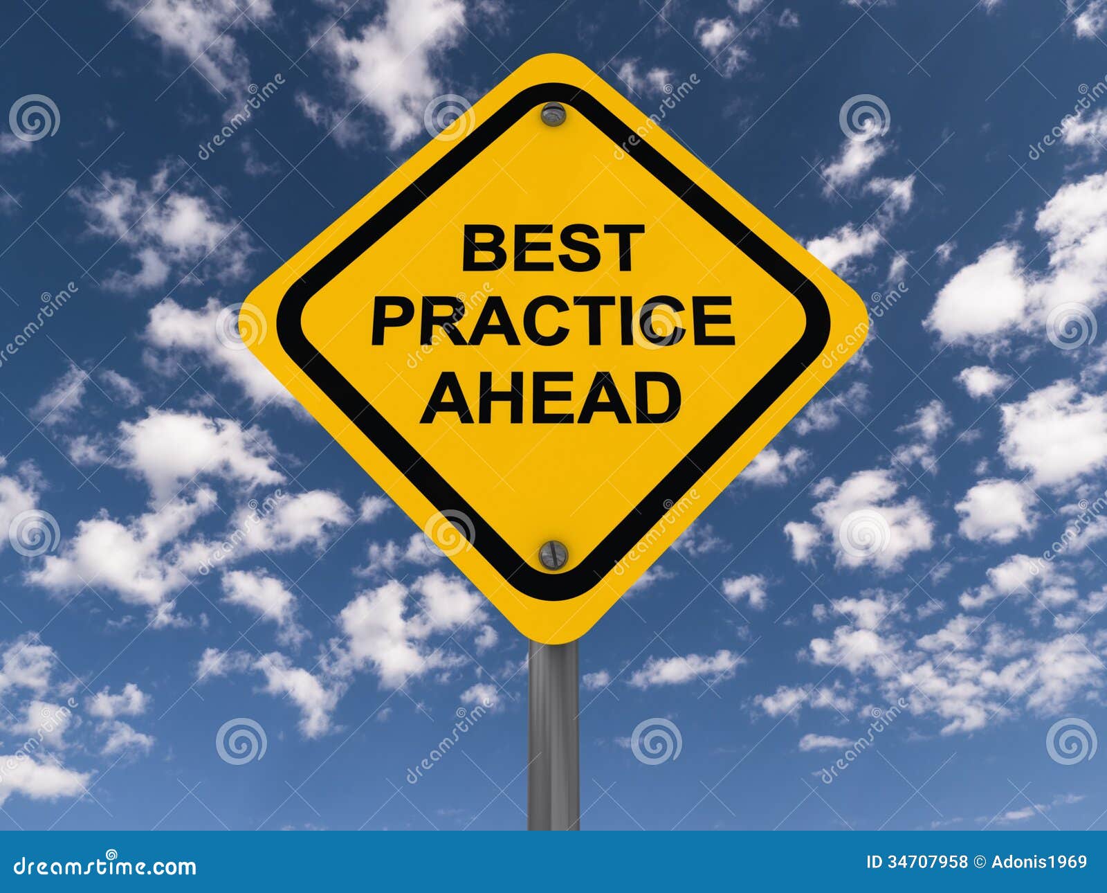 Best practice ahead sign stock illustration. Image of cloudscape - 34707958