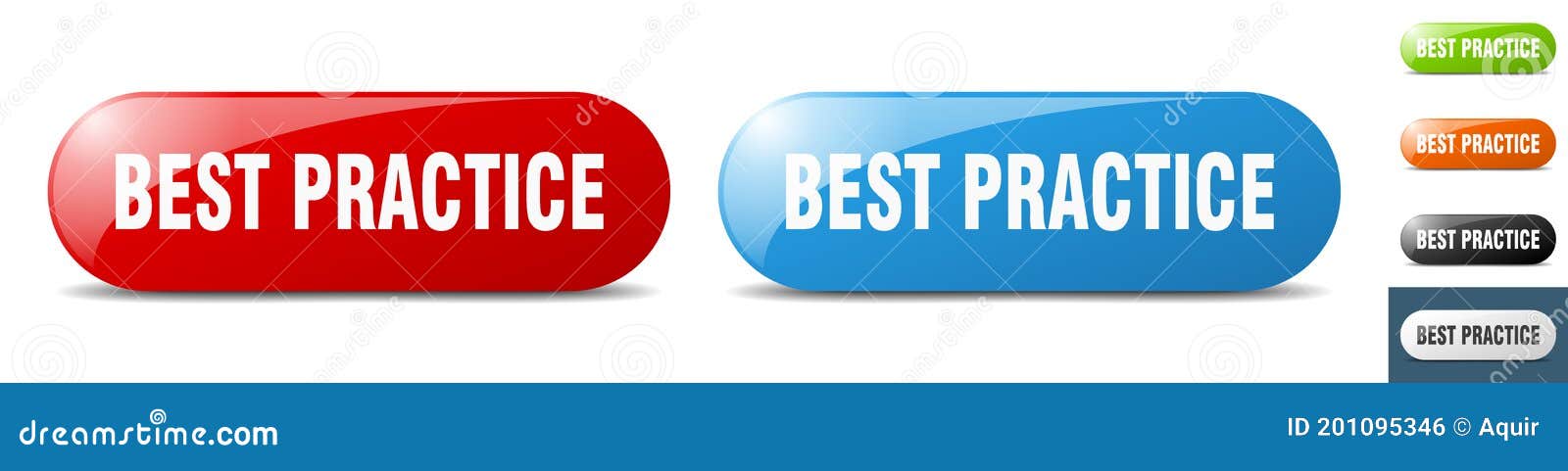 Best Practice Button. Key. Sign. Push Button Set Stock Vector ...