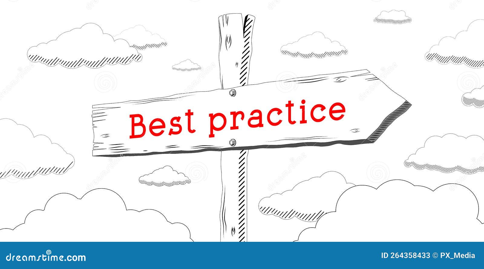 Best Practice - Outline Signpost with One Arrow Stock Illustration ...
