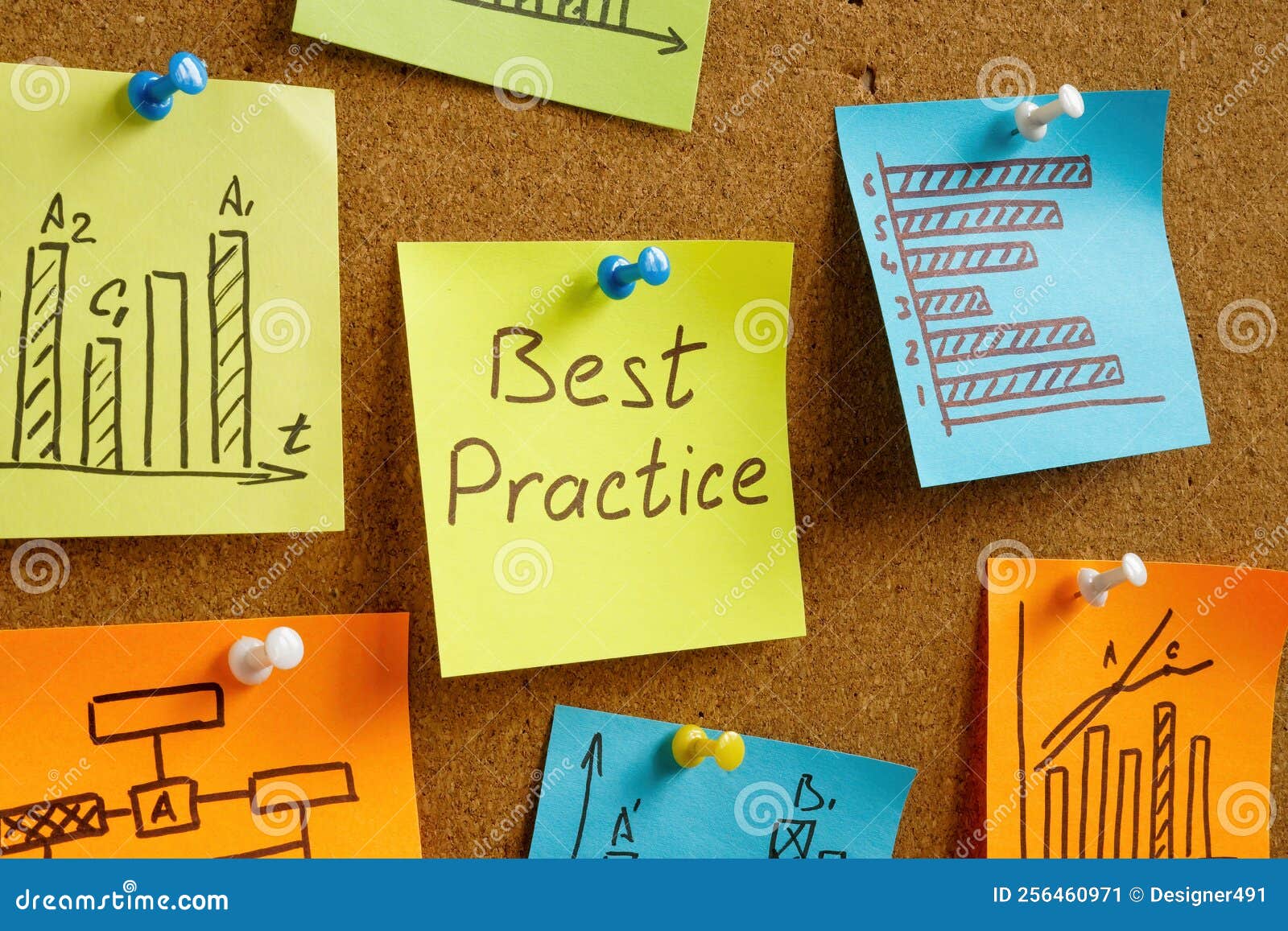 Best Practice Sign Pinned To the Board and Charts. Stock Image - Image ...