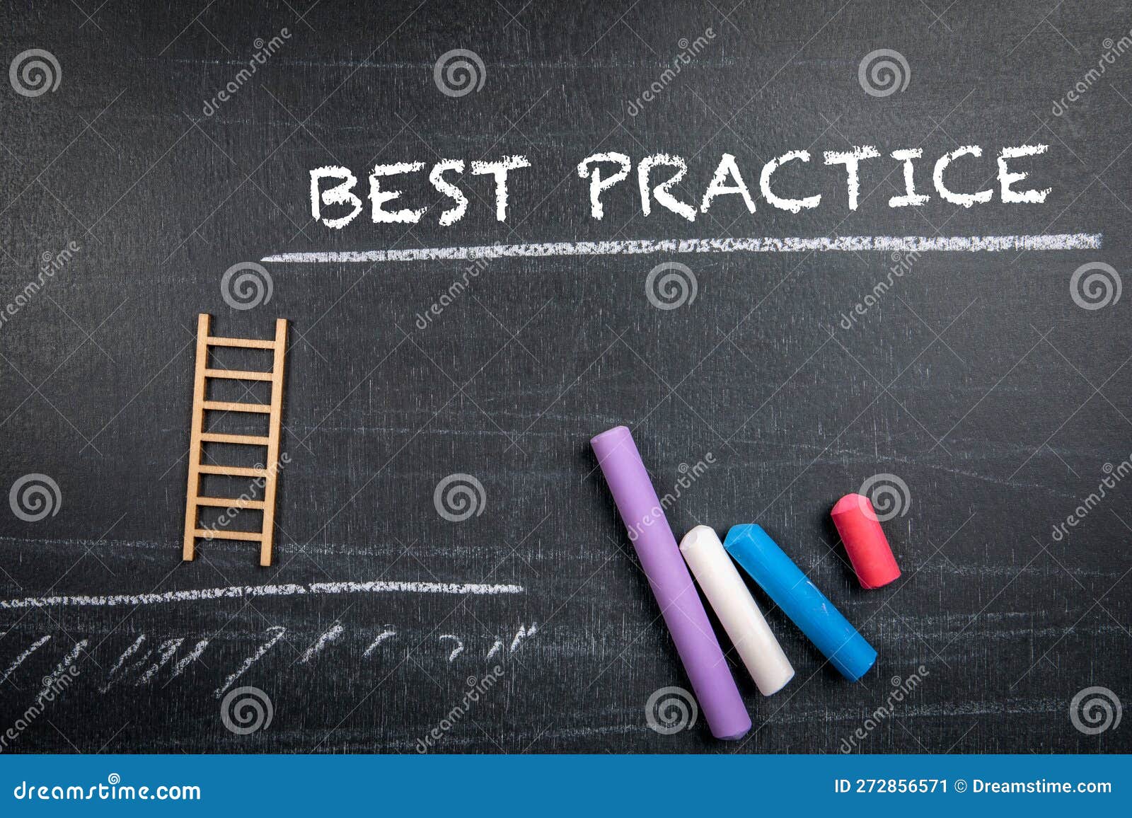 Best Practice. Text and Colored Pieces of Chalk on a Chalkboard ...