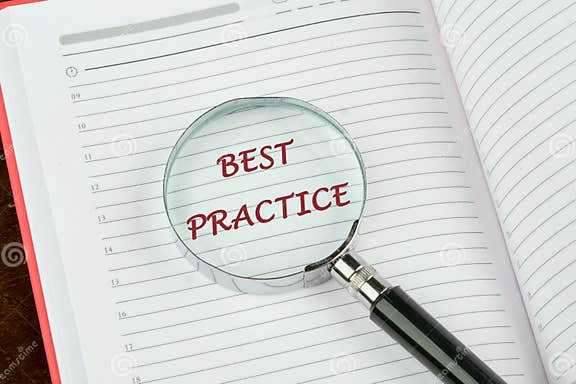 BEST PRACTICES Text Written through a Magnifying Glass on a Notepad ...