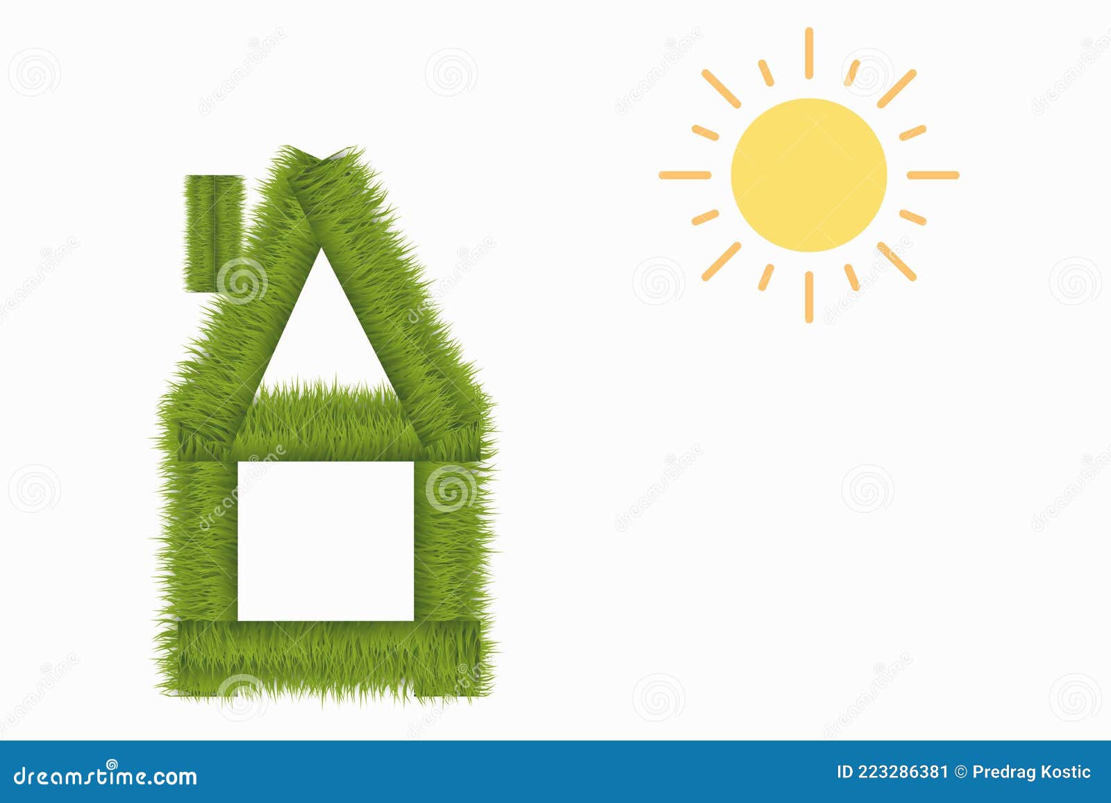 House Shape Made Up of Blades of Grass and Sun. Stock Illustration ...