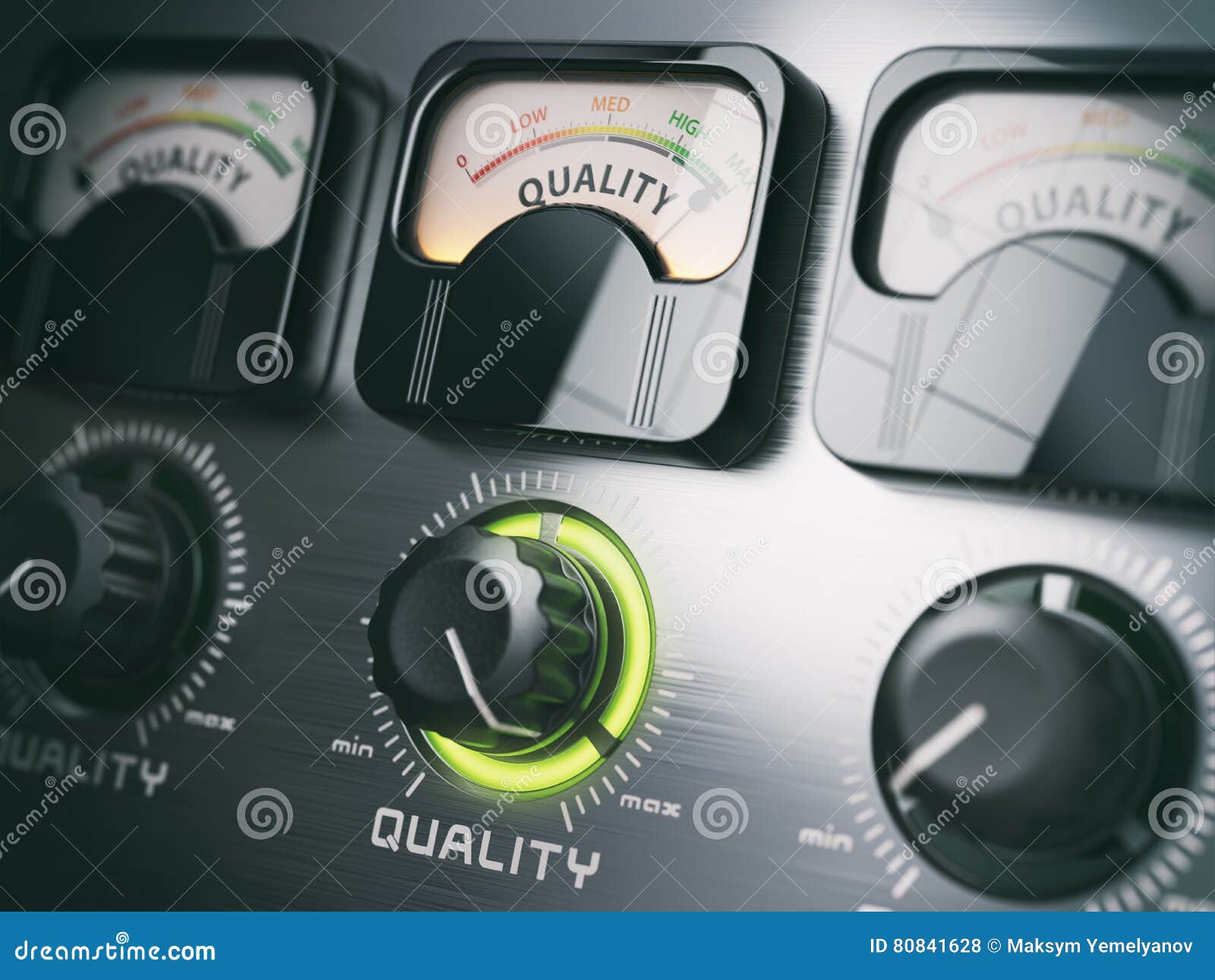 Best Quality Concept. Quality Control Switch Knob on Maximum Position ...
