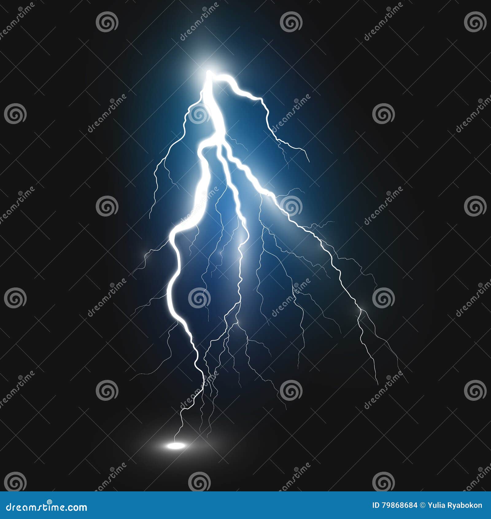 Realistic Lightning On Blue Background. Royalty-Free Stock Photography ...