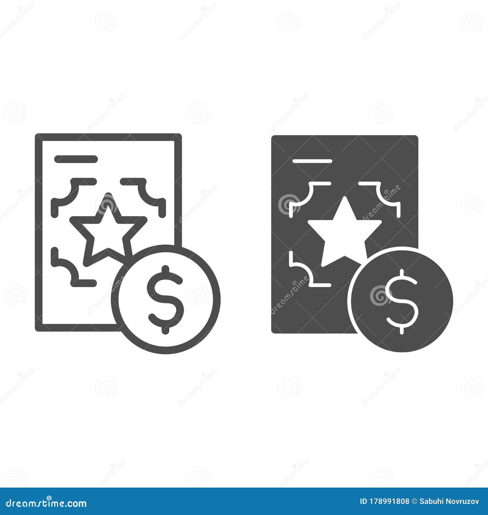 Best Recruitment Offer Line and Solid Icon. Document with Valuable Info ...