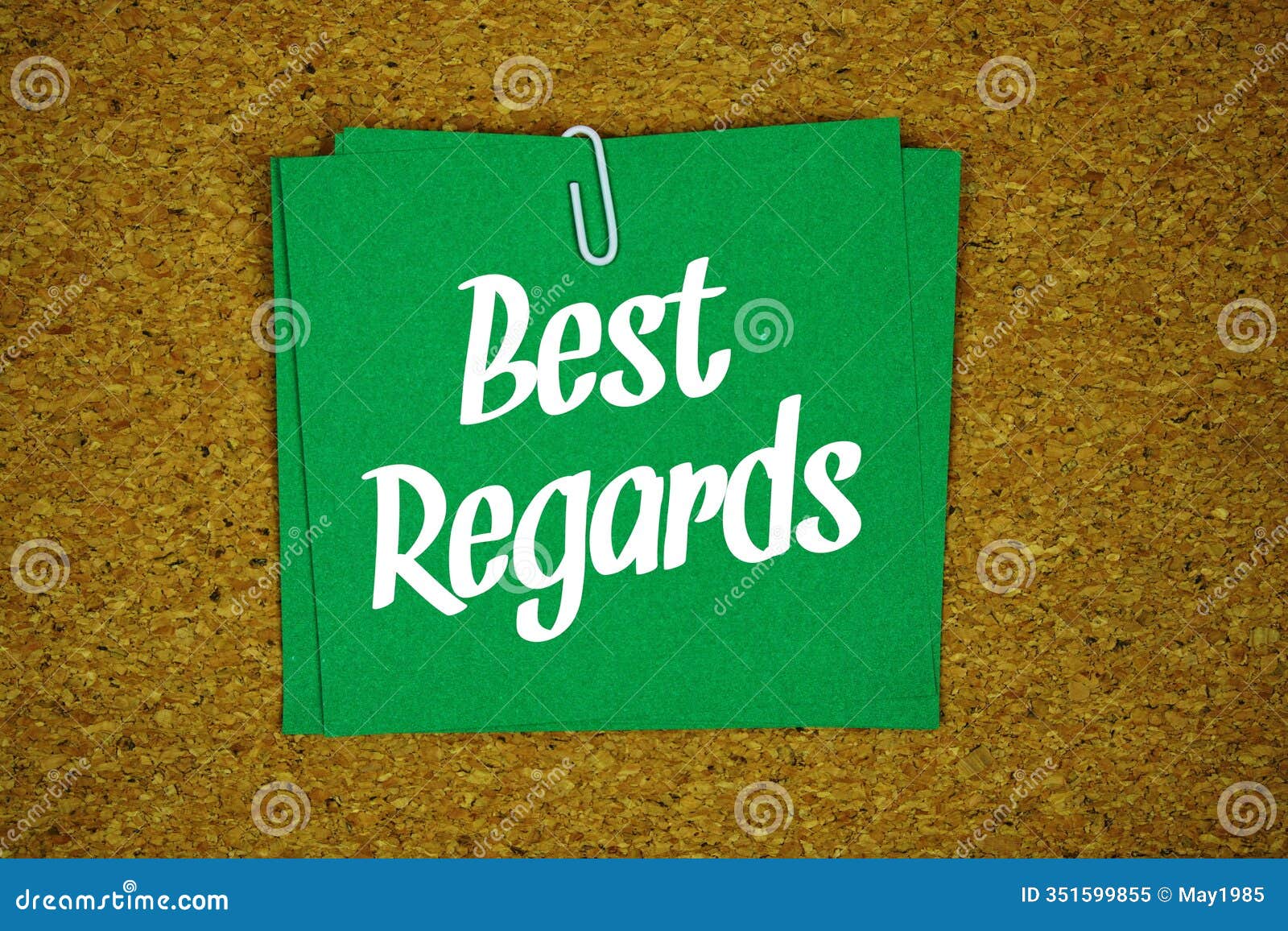 Best Regards Text Message on Stick Note on Cork Paper Background Stock ...