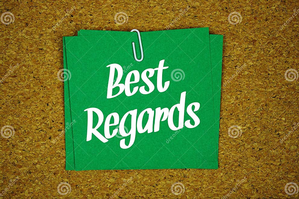 Best Regards Text Message on Stick Note on Cork Paper Background Stock ...