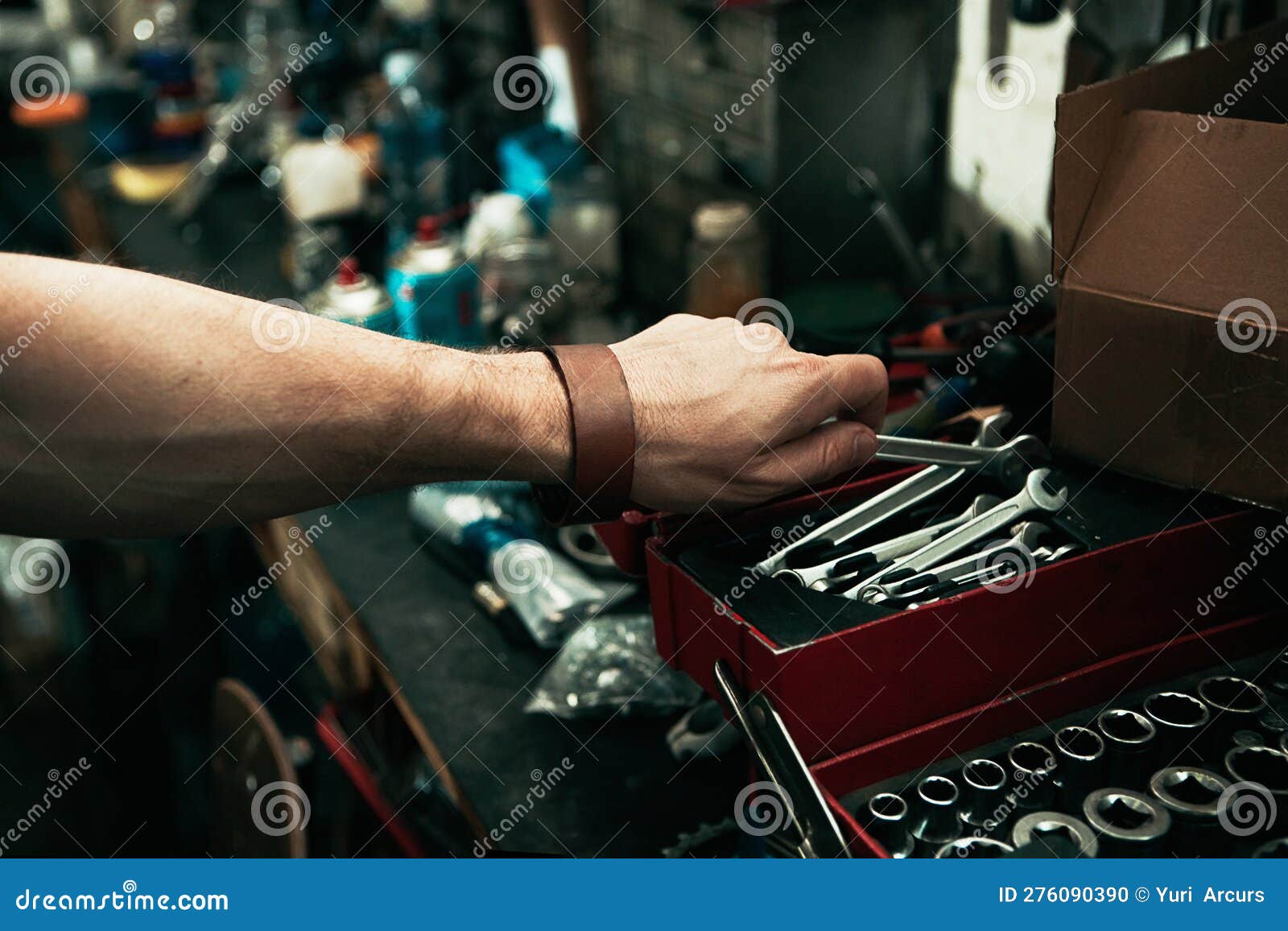 The Best Repairmen Work with the Best Tools. Mans Hand Reaching for a ...