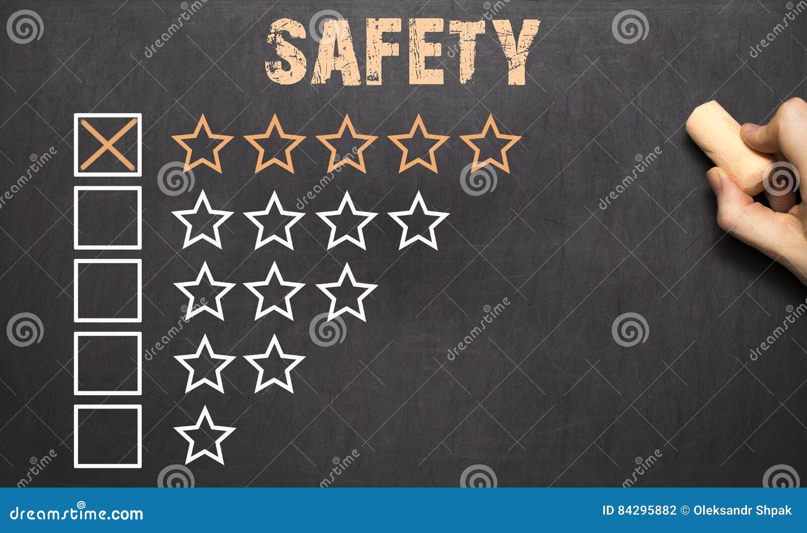 Best Safety Five Golden Stars.Chalkboard Stock Photo - Image of ...