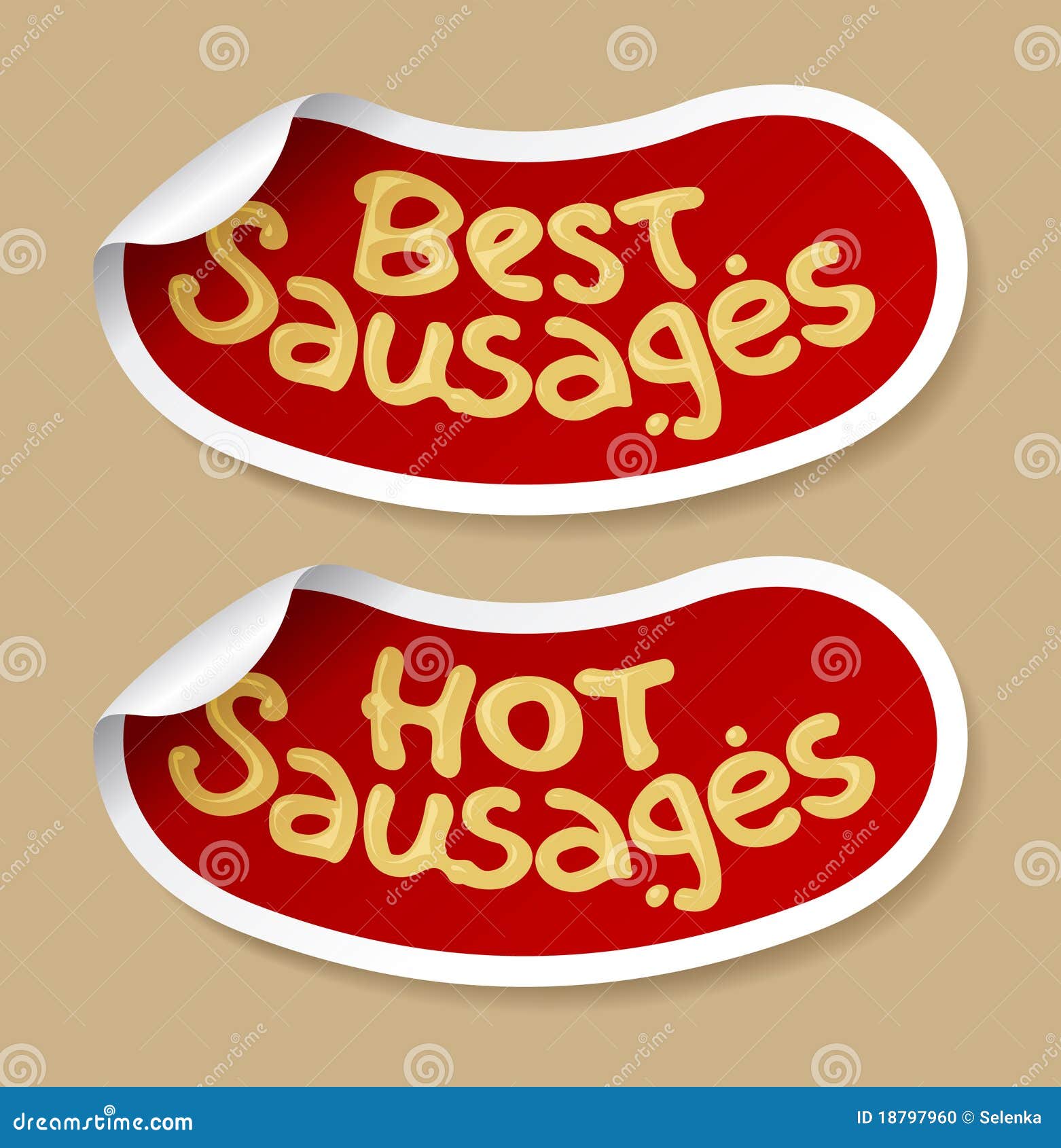 Best sausages stickers. stock vector. Illustration of isolated - 18797960