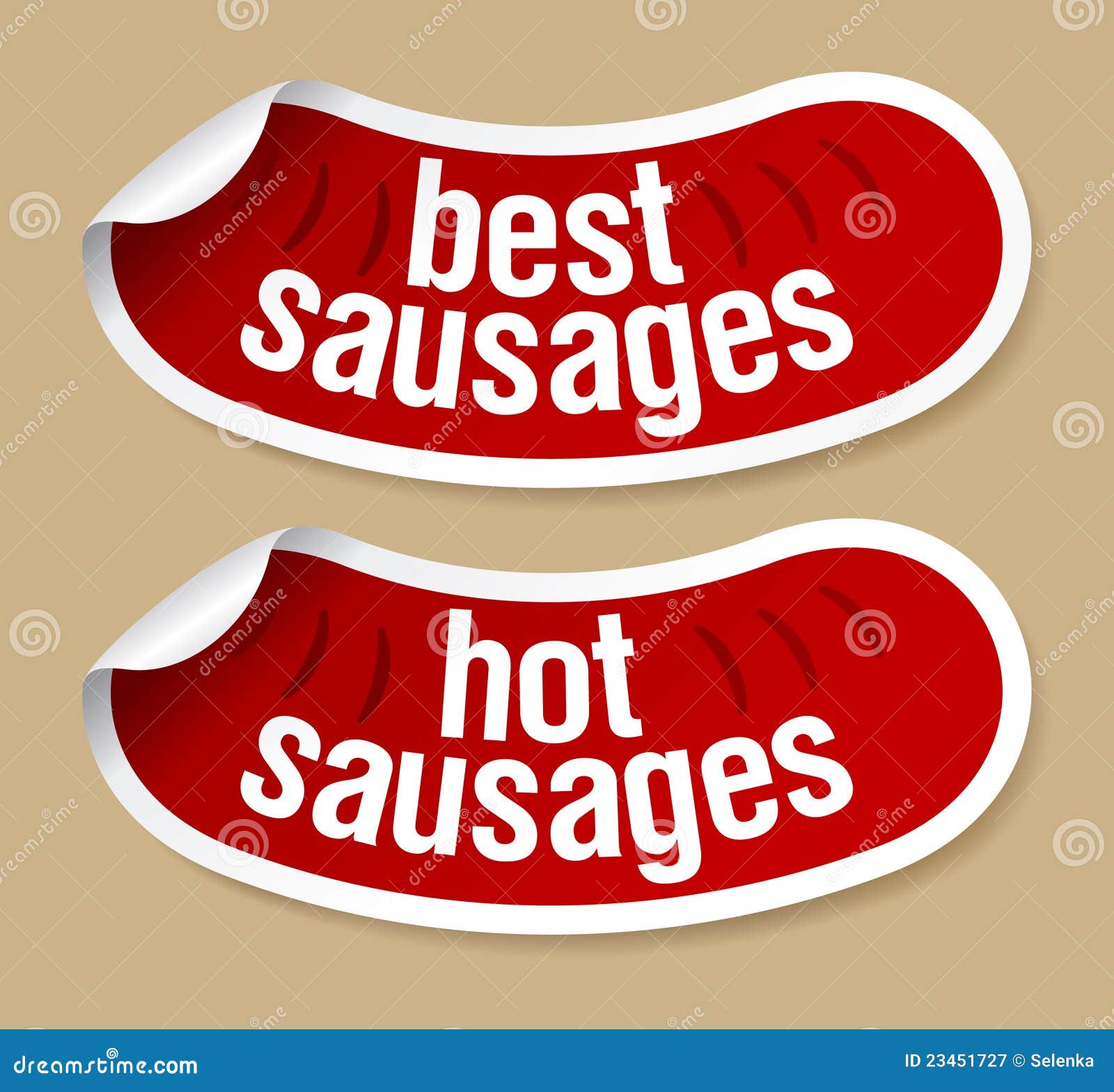 Best sausages stickers. stock vector. Illustration of mark - 23451727