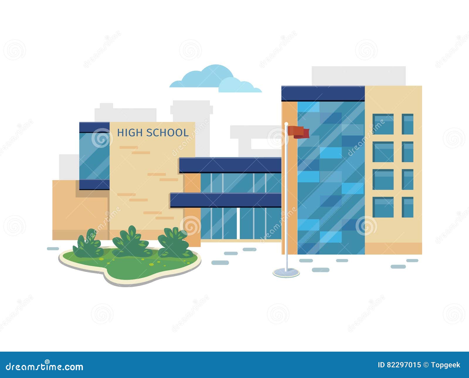 Best School Building Vector in Flat Style Design Stock Vector ...