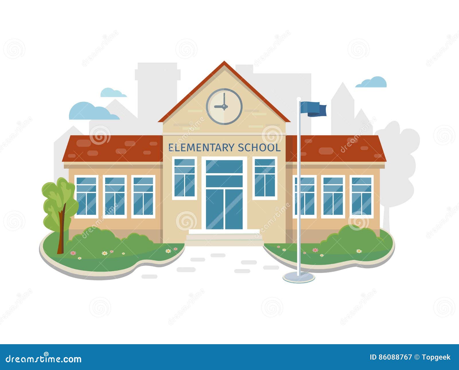 Best School Building Vector in Flat Style Design Stock Vector ...
