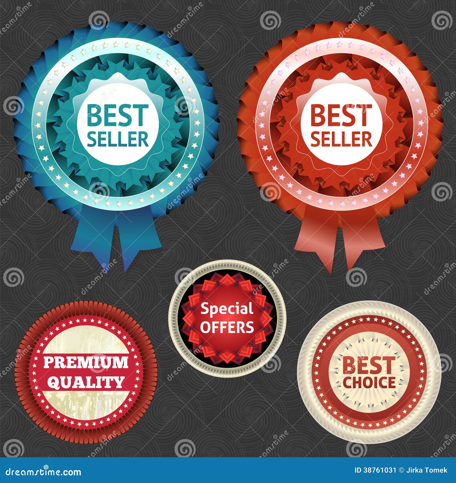 Best Seller and Choice Labels with Ribbon Stock Vector - Illustration ...