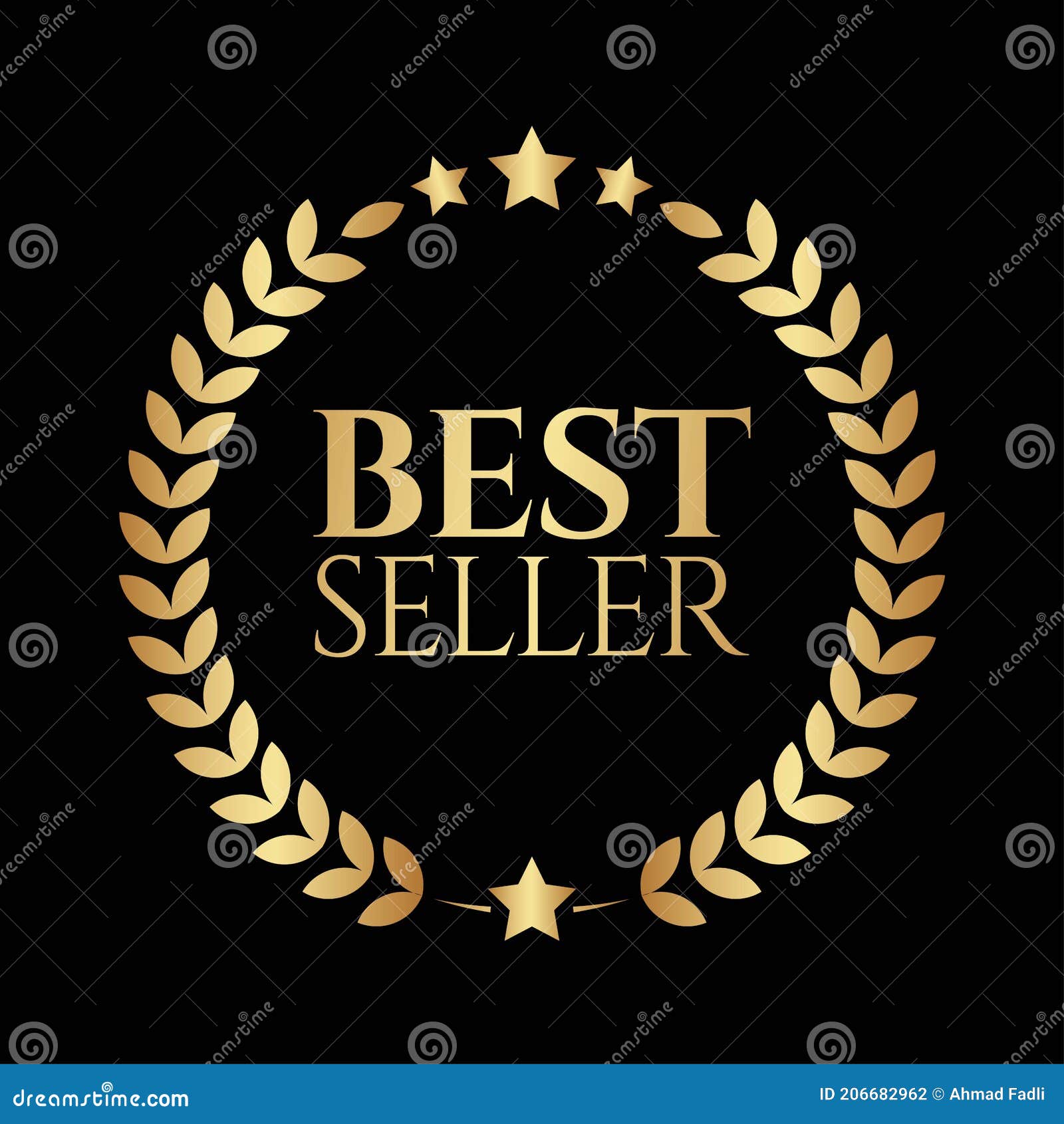 Best Seller Gold Sign stock vector. Illustration of shop - 206682962