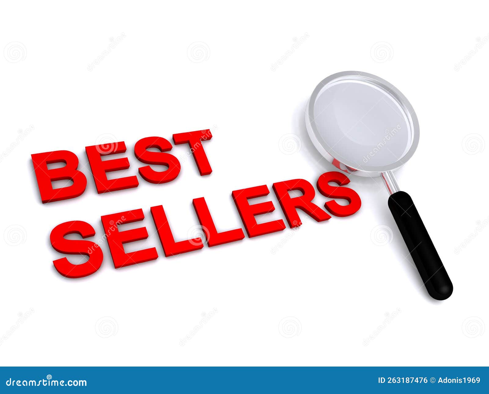 Best Sellers with Magnifying Glass on White Stock Photo - Image of ...