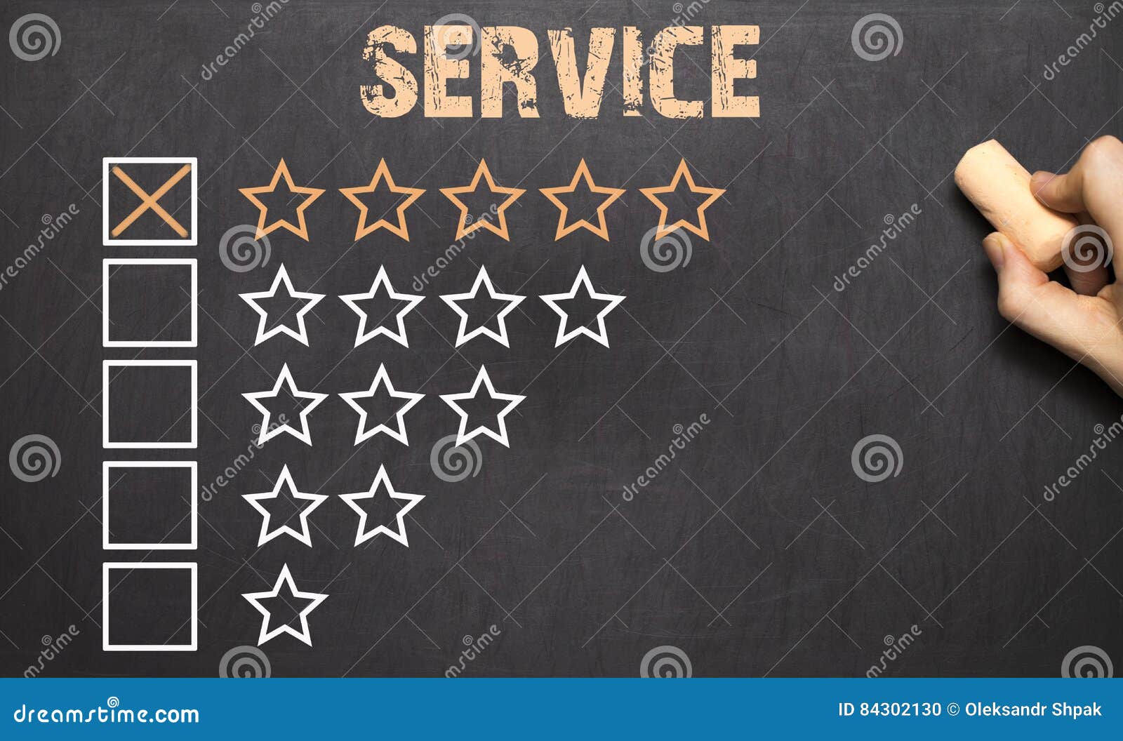 Best Service Five Golden Stars.Chalkboard Stock Photo - Image of ...