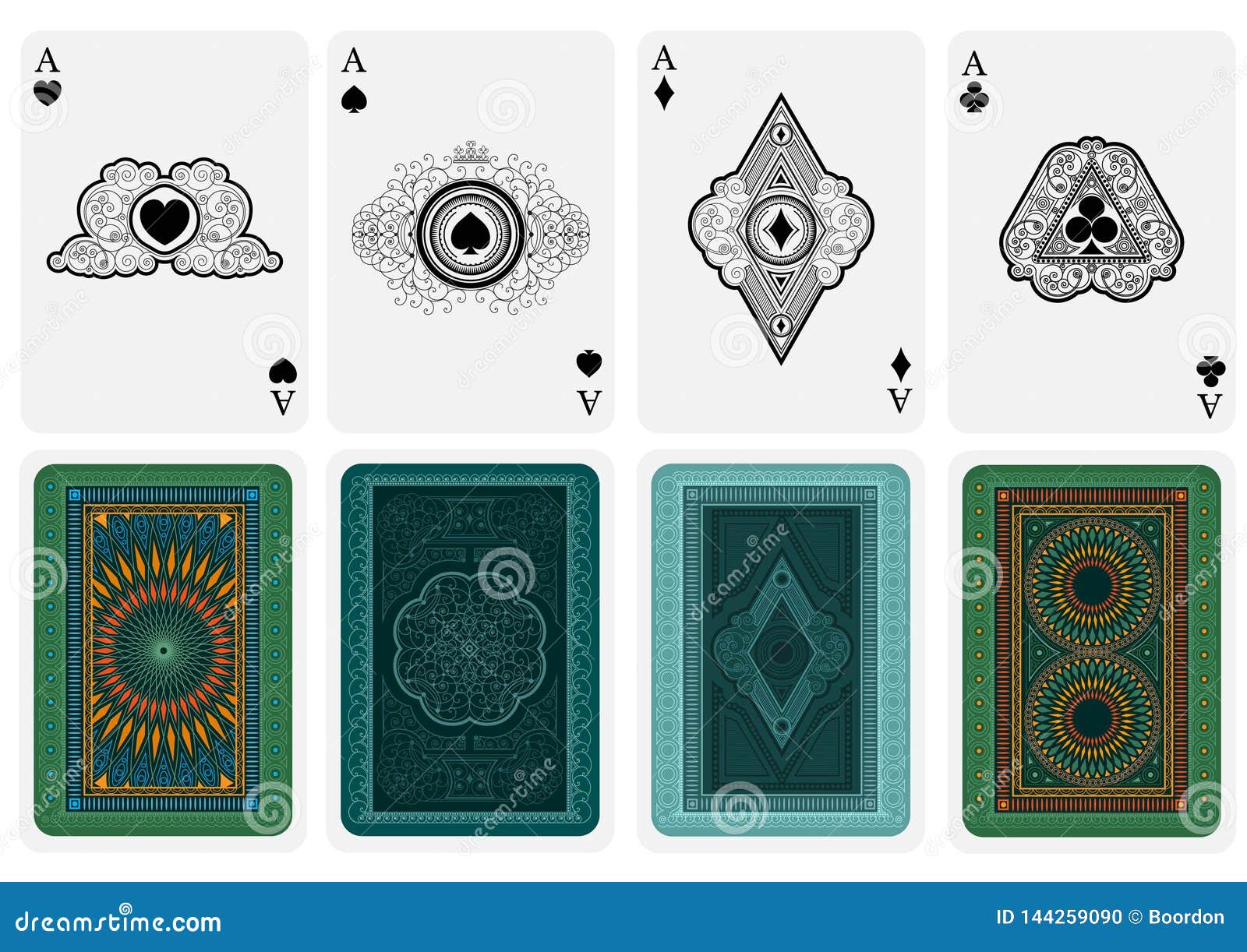 Best Set from Four Card Aces with Different Faces and Backs Suits on ...