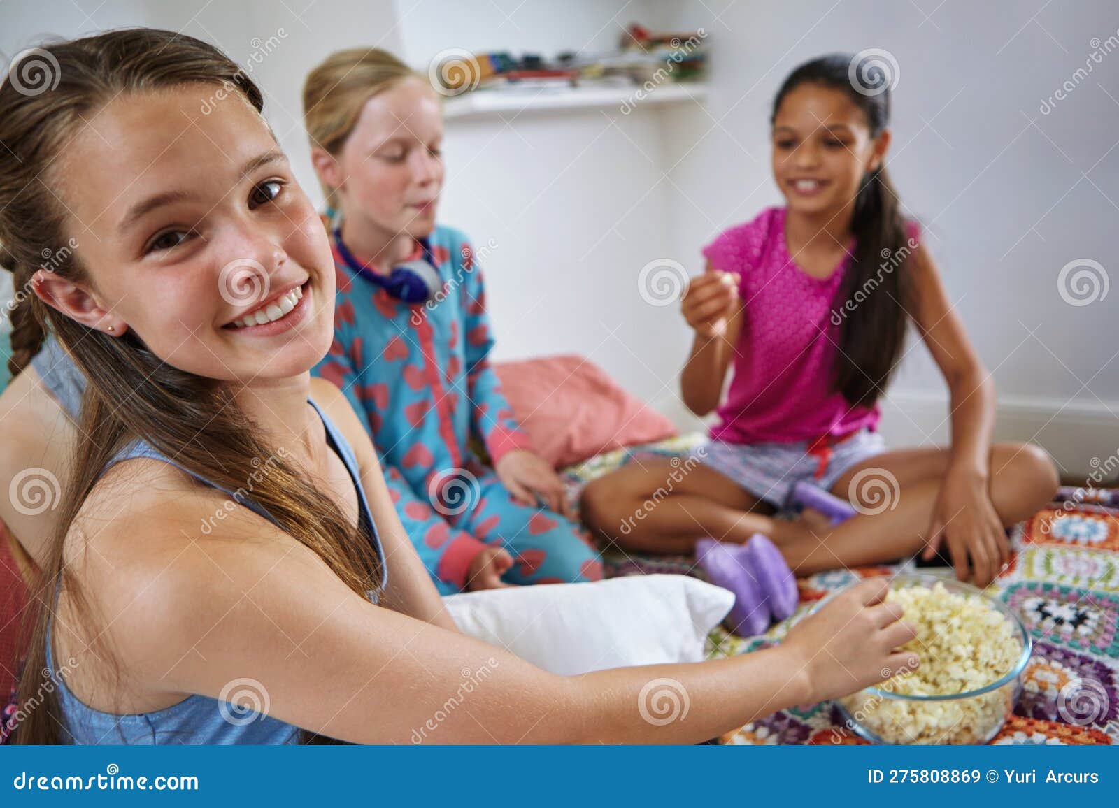 Best Sleepover Ever. a Group of Young Friends Enjoying a Sleepover. Stock Image - Image of ...