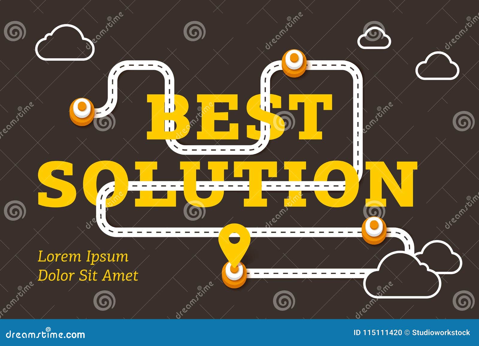 Best Solution Business Concept with Winding Road Stock Vector ...
