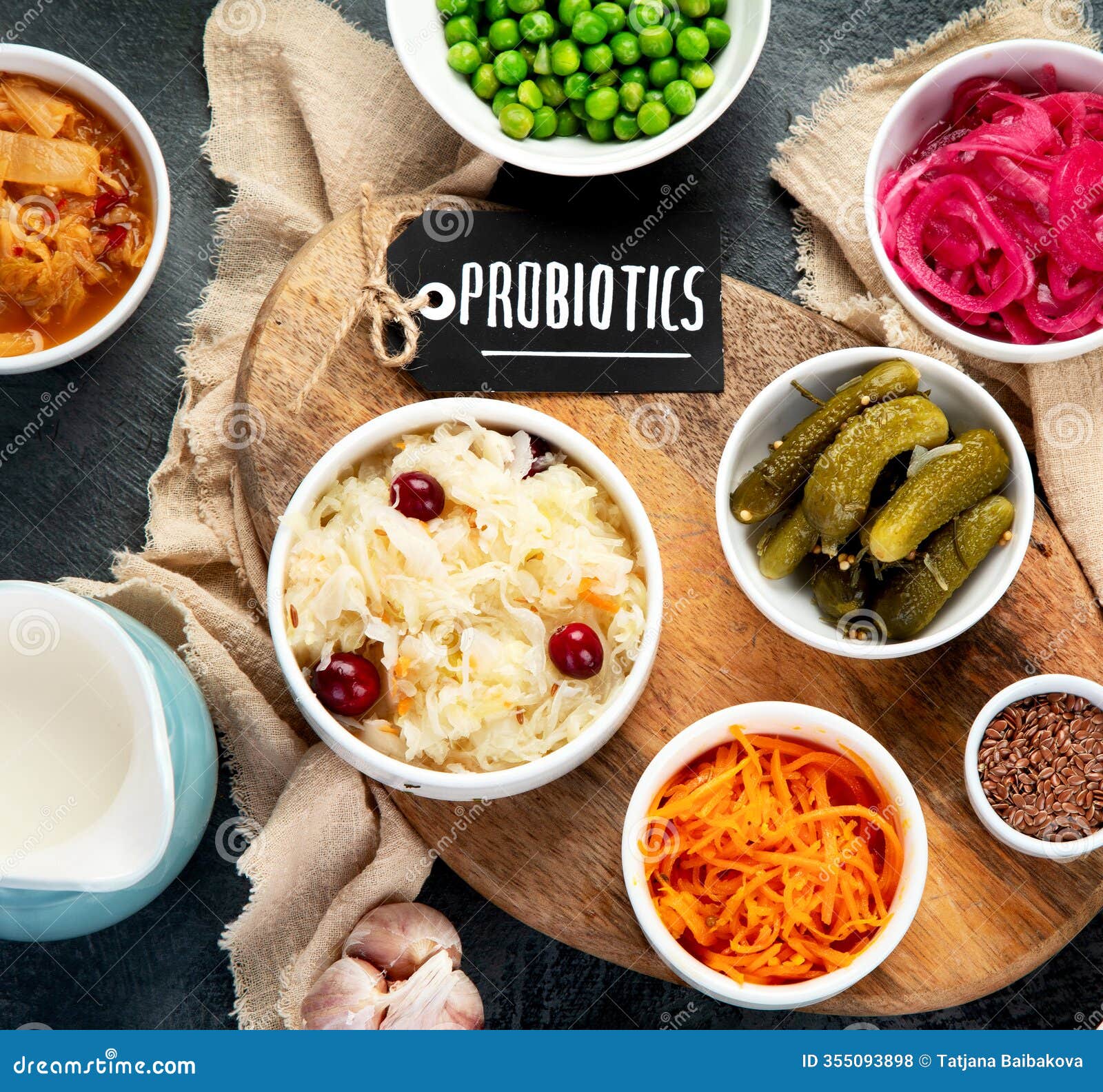 Best Sources of Probiotic on Gray Background Stock Photo - Image of ...