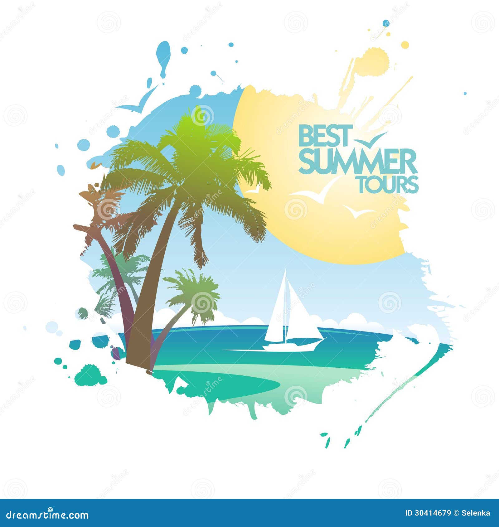 Best Summer Tours Design in Form of Blot. Stock Vector - Illustration ...