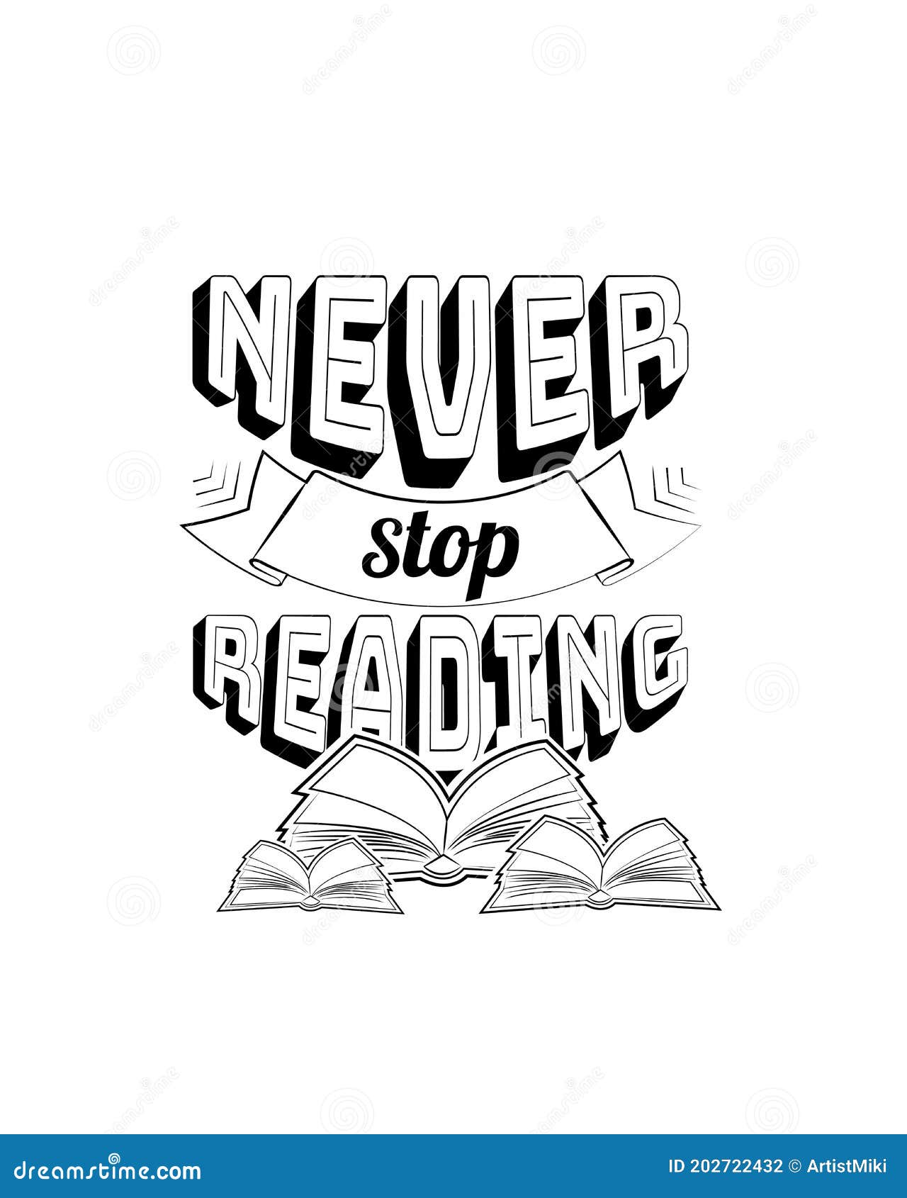 Never Stop Reading, Vector. Positive Thoughts, Affirmation ...