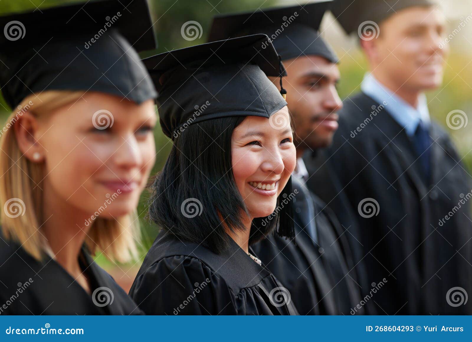The Best is yet To Come. a Group of Young College Graduates Standing in ...