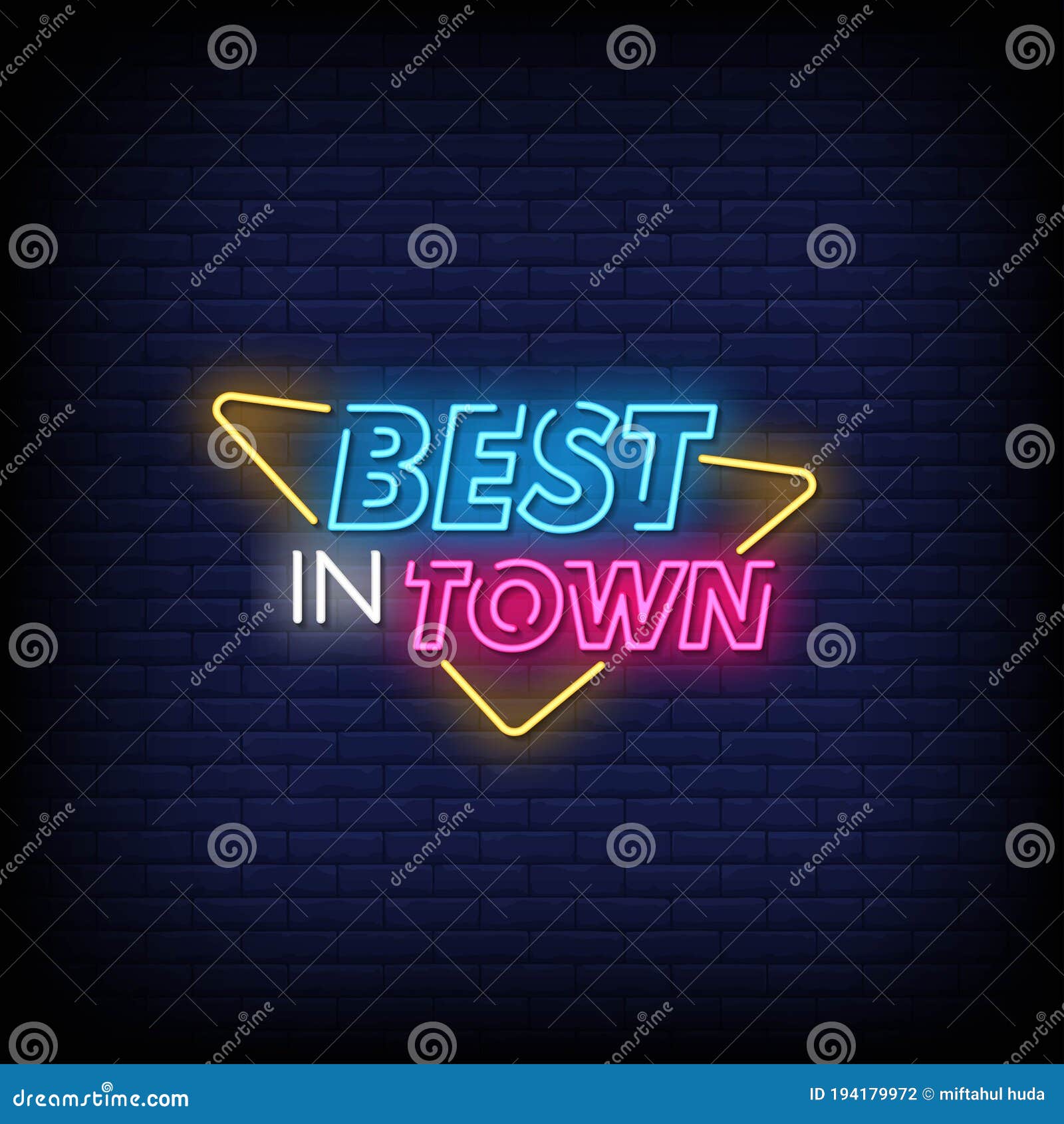 Best in Town Neon Signs Style Text Vector Stock Vector - Illustration ...