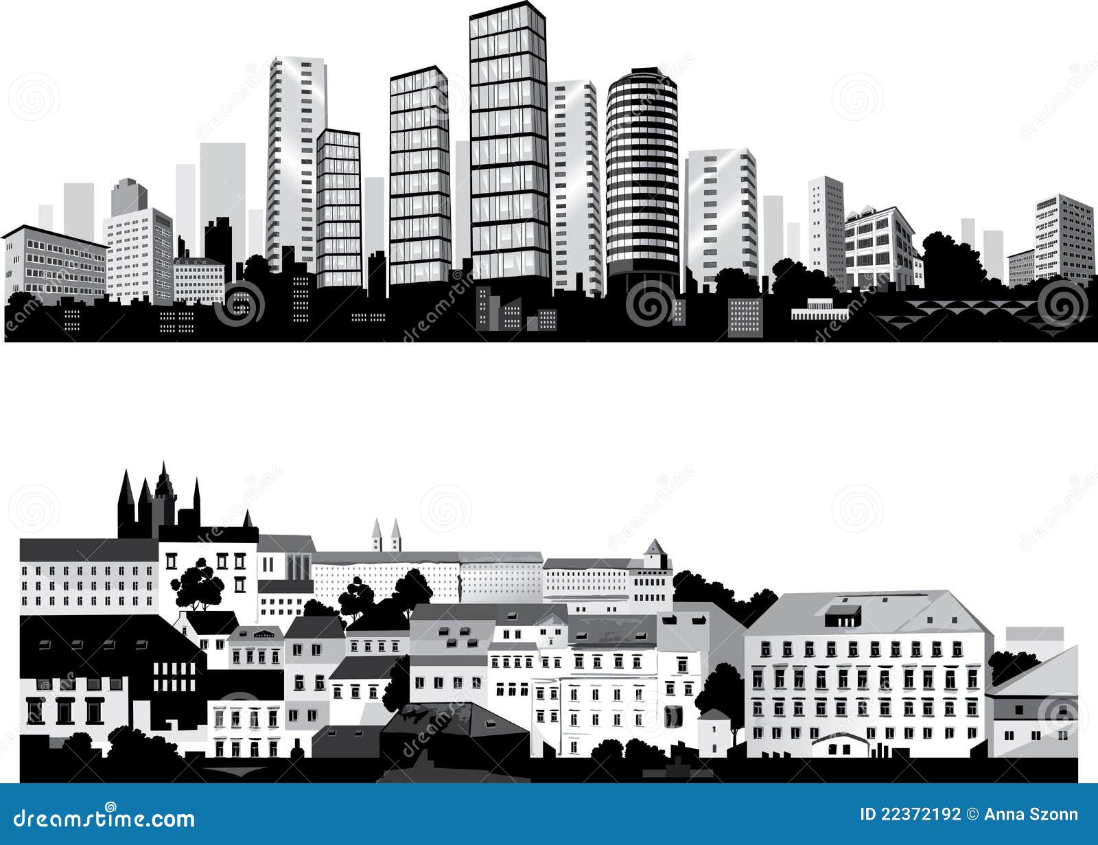 The Best Vector City Silhouettes. Set Stock Vector - Illustration of ...