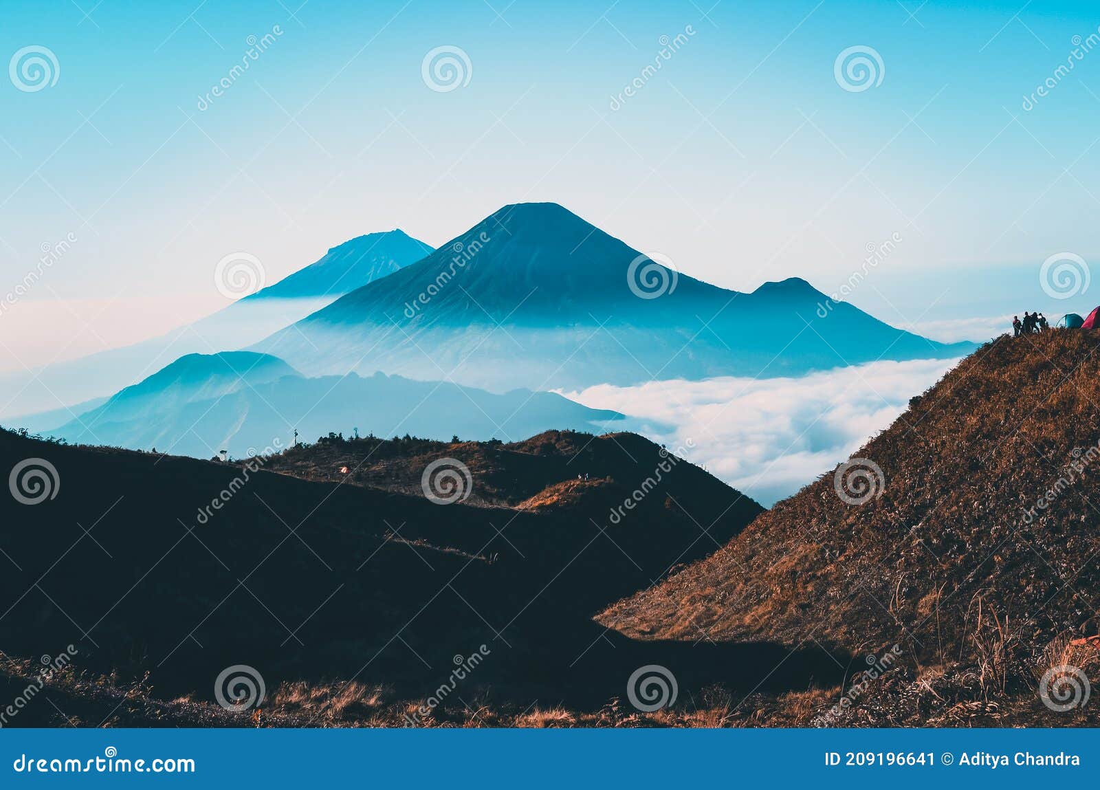 Mount Sindoro Sumbing View of Mount Prau Stock Image - Image of ...