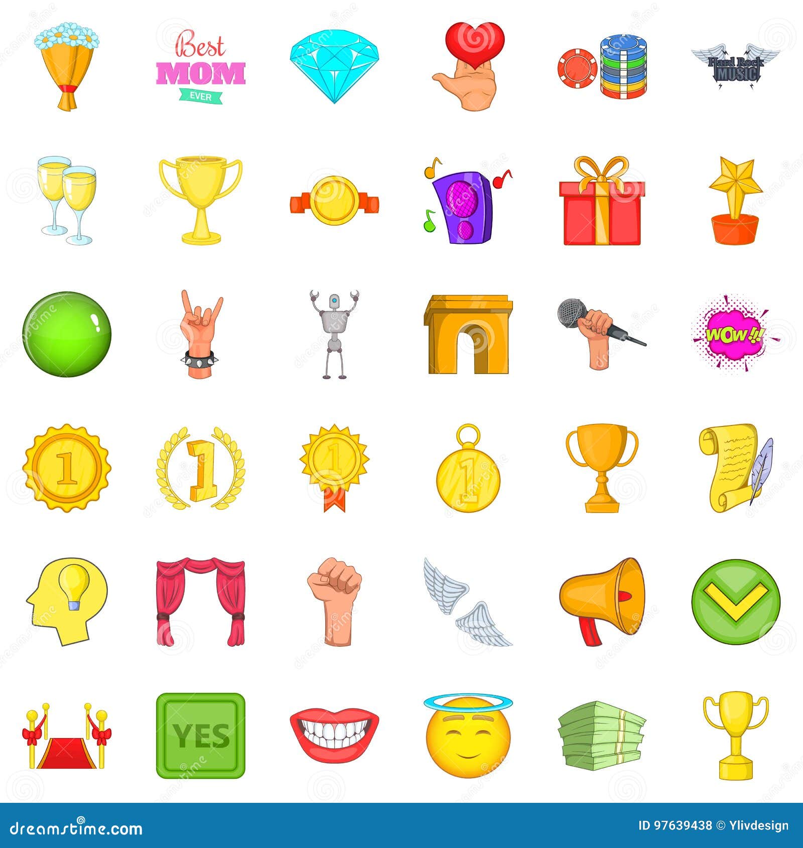 Best Winning Icons Set, Cartoon Style Stock Vector - Illustration of ...