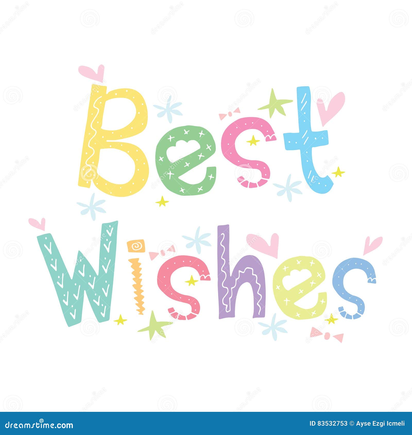 Best Wishes Card Design Cartoon Vector | CartoonDealer.com #83532753