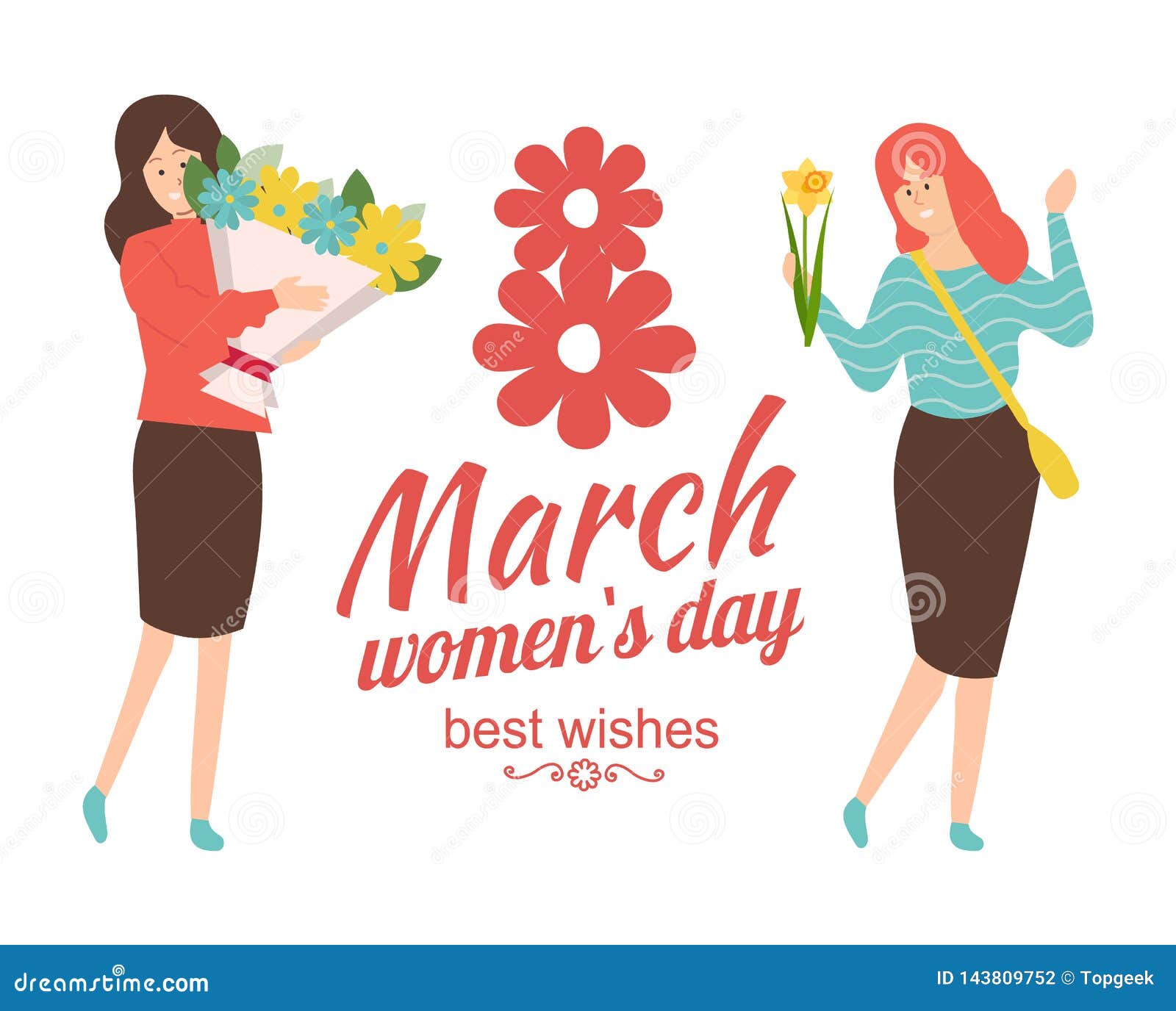Best Wishes On International 8 March Womens Day Stock Vector