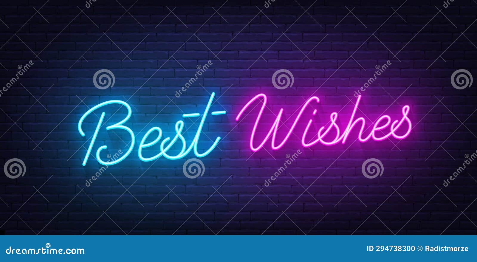 Best Wishes Neon Lettering on Brick Wall Background. Stock Vector ...