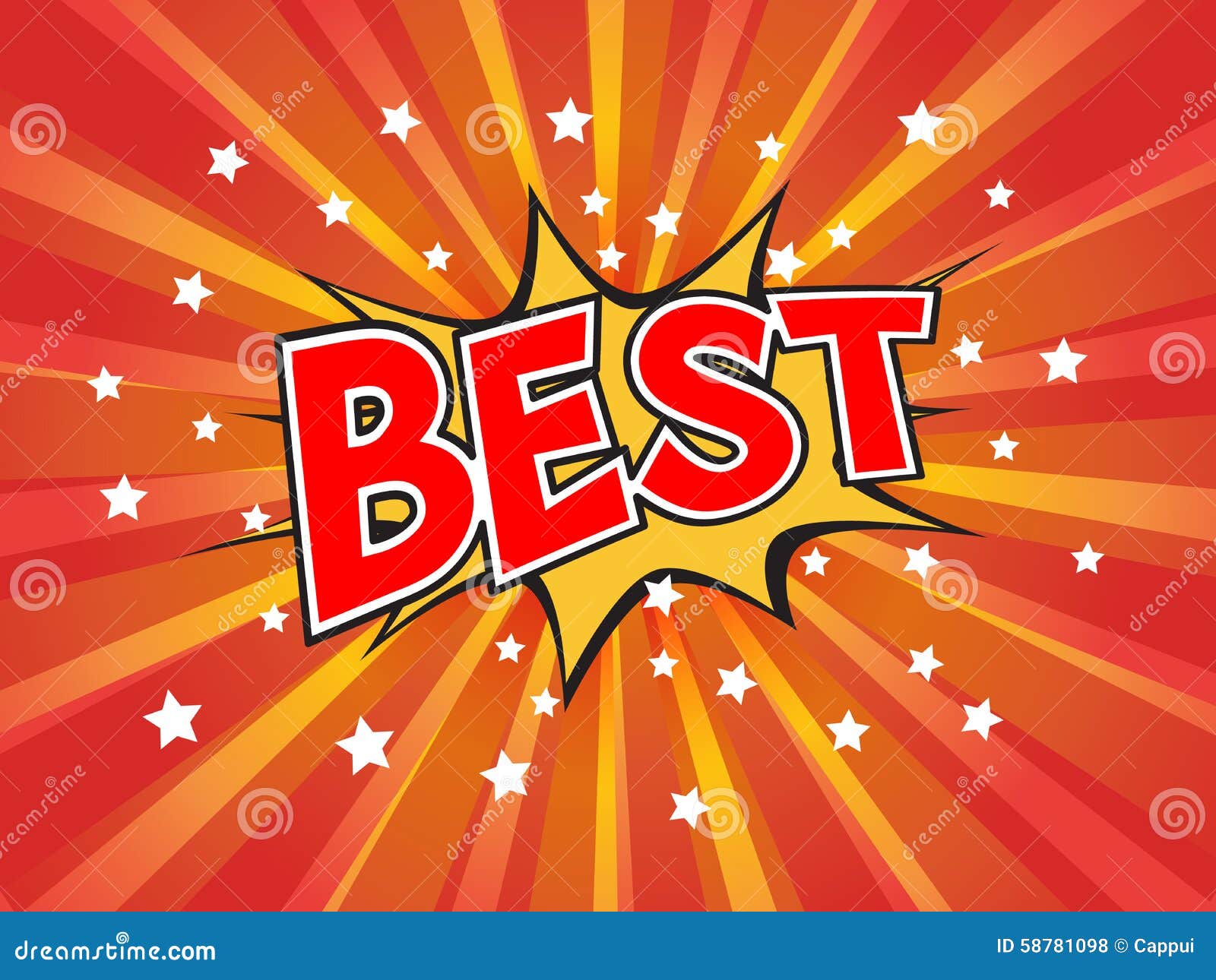 Best, Wording in Comic Speech Bubble on Burst Background Stock Vector ...